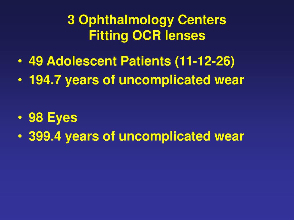 PPT - Overnight Corneal Reshaping (Orthokeratology) in Adolescents ...