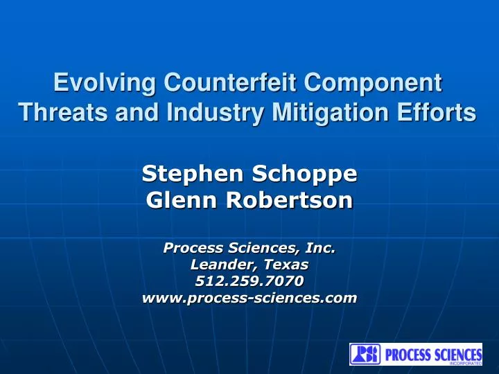 PPT - Evolving Counterfeit Component Threats and Industry Mitigation ...