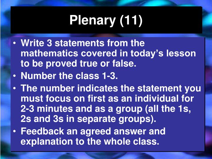 PPT - 28 Plenary Ideas for Mathematics PowerPoint Presentation - ID:1057928