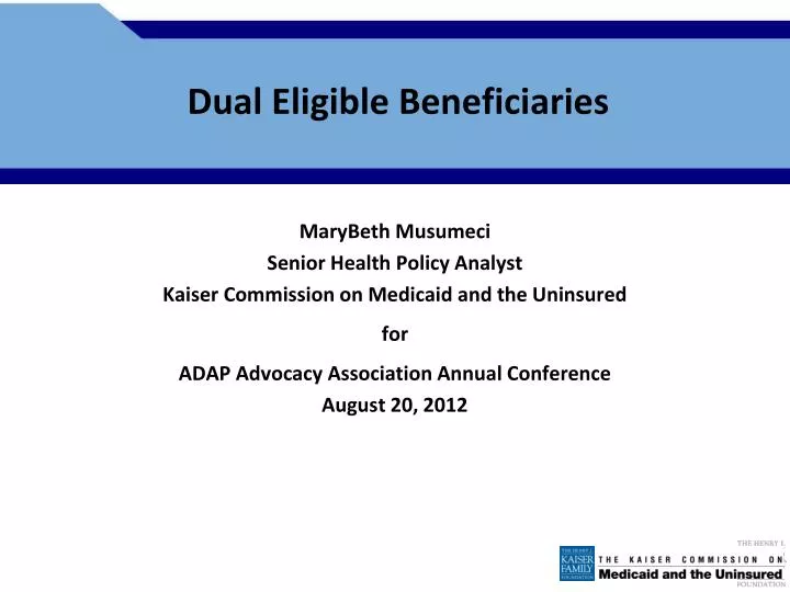 PPT - Dual Eligible Beneficiaries PowerPoint Presentation, free ...