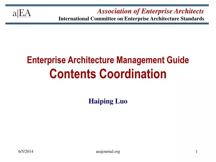 PPT - Enterprise Architecture Management Guide Contents Coordination ... PPT - Enterprise Architecture Management Guide Contents Coordination ...