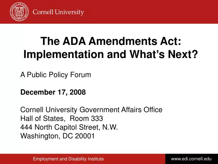 PPT - The ADA Amendments Act: Implementation and What’s Next ...