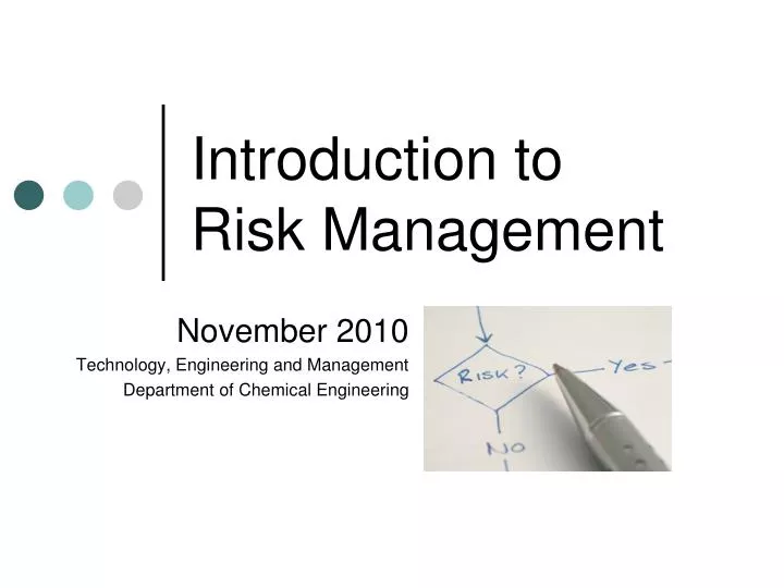 PPT - Introduction to Risk Management PowerPoint Presentation, free ...