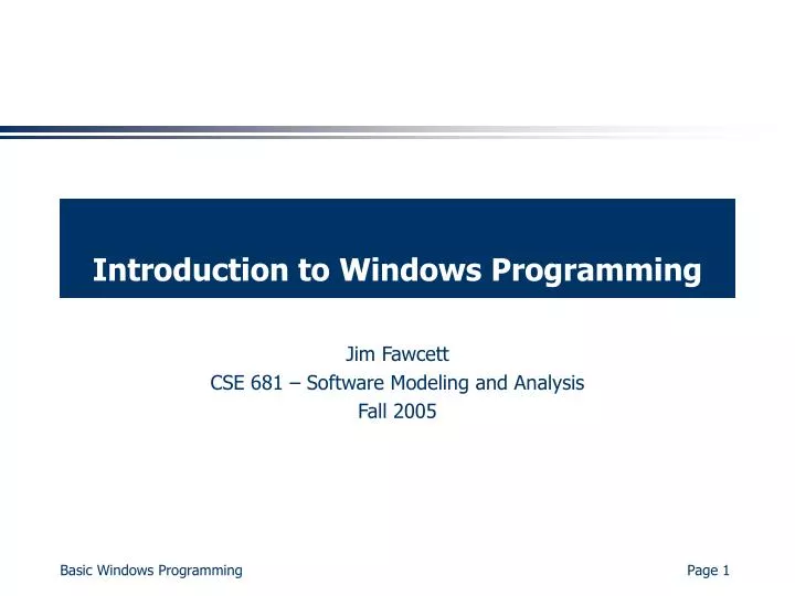 PPT - Introduction to Windows Programming PowerPoint Presentation, free ...