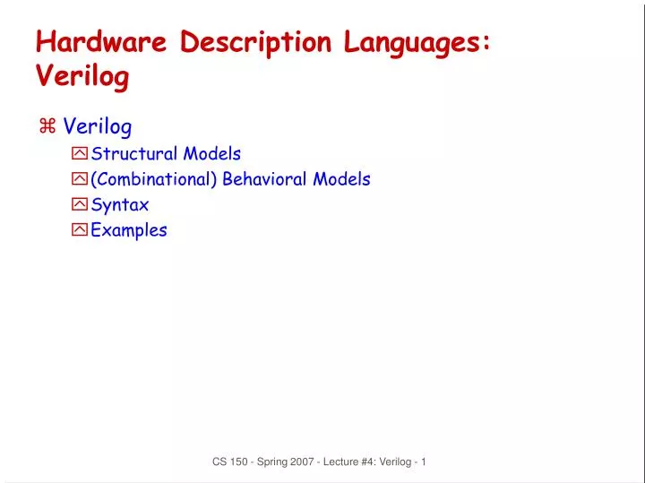 PPT Hardware Description Languages Verilog PowerPoint Presentation PPT Hardware Description Languages Verilog PowerPoint Presentation