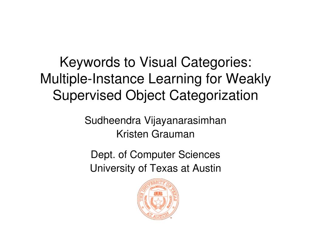 Ppt Keywords To Visual Categories Multiple Instance Learning For Weakly Supervised Object