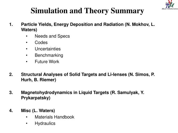 PPT - Simulation and Theory Summary PowerPoint Presentation, free ...