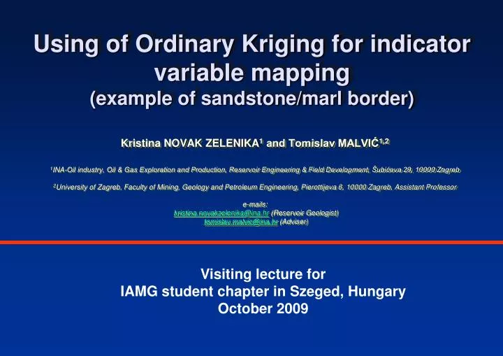 PPT - Using of Ordinary Kriging for indicator variable mapping (example ...
