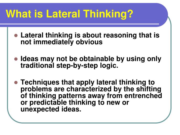PPT - Lateral Thinking PowerPoint Presentation - ID:1069213