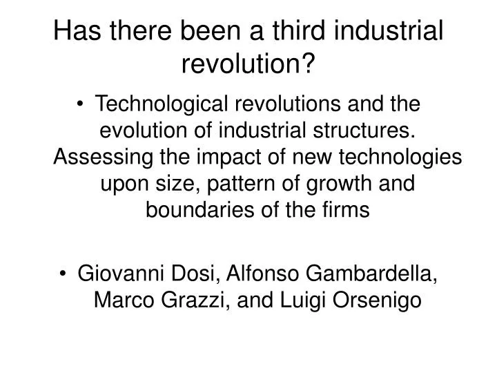 PPT - Has there been a third industrial revolution? PowerPoint ...