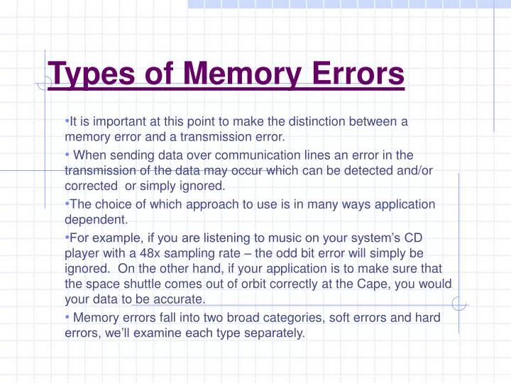 PPT - Types of Memory Errors PowerPoint Presentation, free download ...