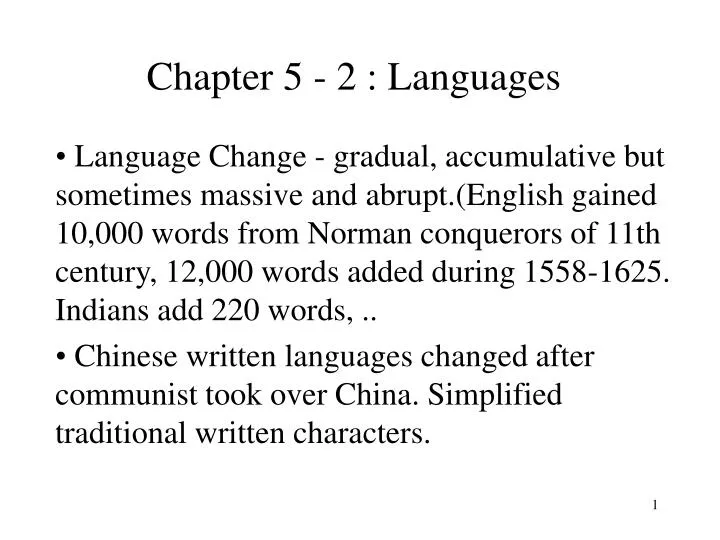 PPT - Chapter 5 - 2 : Languages PowerPoint Presentation, free download - ID:1071825