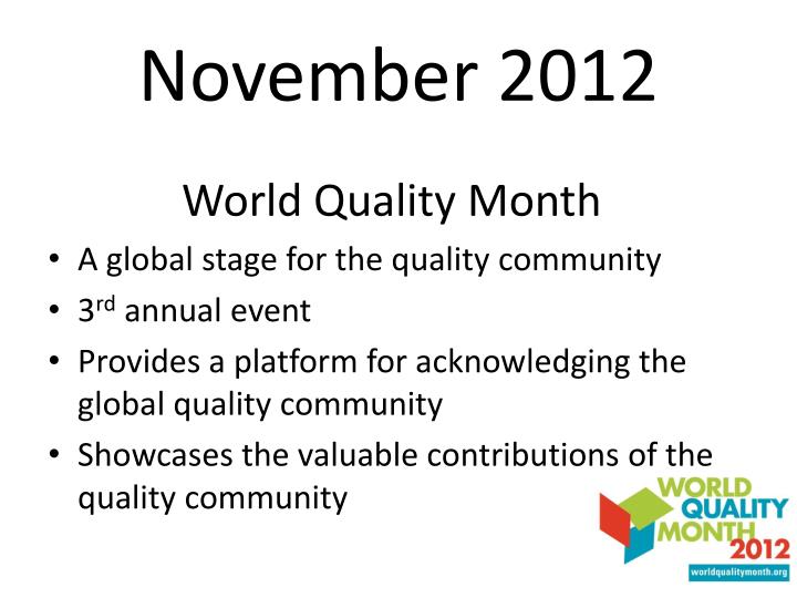 PPT - World Quality Month PowerPoint Presentation - ID:1072637