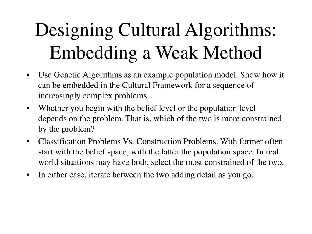 PPT - CULTURAL ALGORITHMS: A TUTORIAL PowerPoint Presentation, free ...