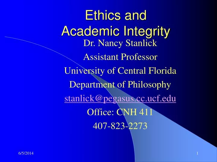 PPT - Ethics and Academic Integrity PowerPoint Presentation, free ...