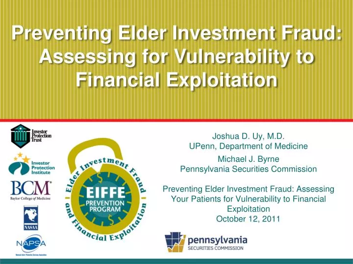 PPT - Preventing Elder Investment Fraud: Assessing for Vulnerability to ...
