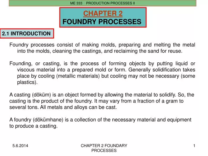 PPT - CHAPTER 2 FOUNDRY PROCESSES PowerPoint Presentation, free download - ID:1078336