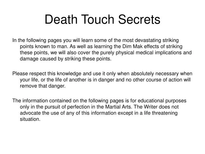 PPT - Death Touch Secrets PowerPoint Presentation, free download - ID ...