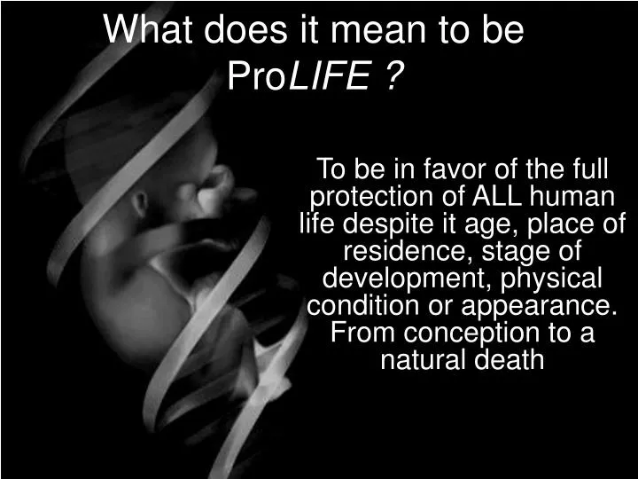 PPT - What does it mean to be Pro LIFE ? PowerPoint Presentation, free ...