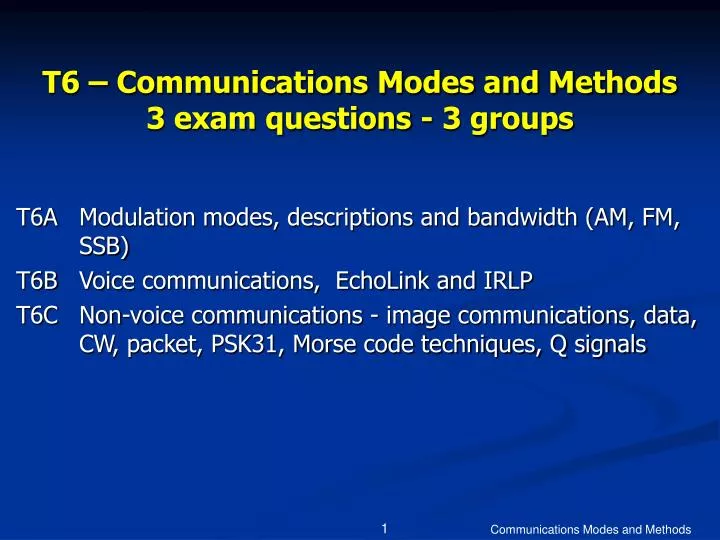 PPT - T6 – Communications Modes and Methods 3 exam questions - 3 groups ...