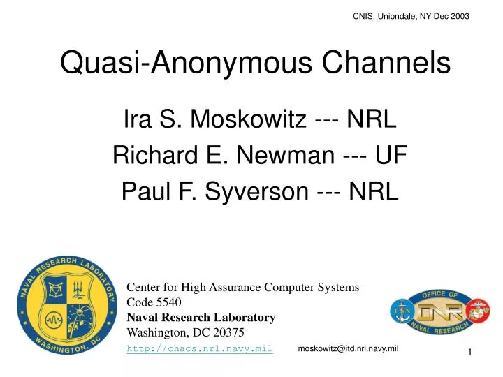 PPT - Quasi-Anonymous Channels PowerPoint Presentation, free download ...