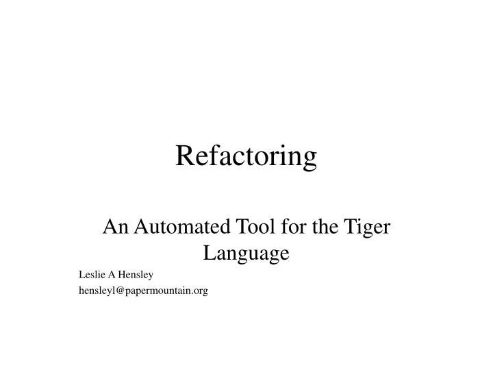 Ppt Refactoring Powerpoint Presentation Free Download Id 1082845