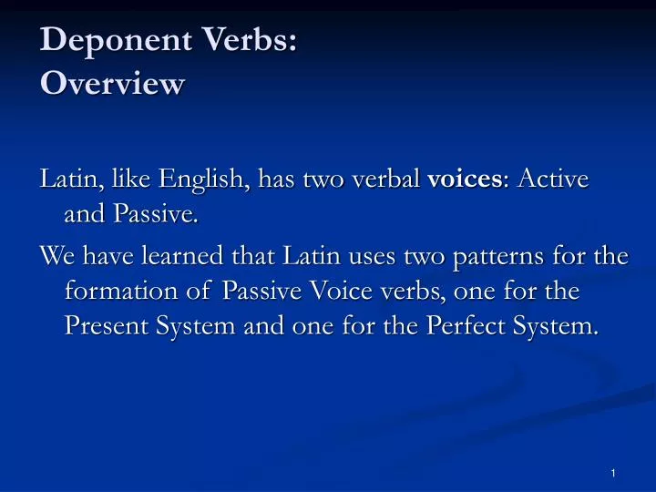 PPT - Deponent Verbs: Overview PowerPoint Presentation, free download ...
