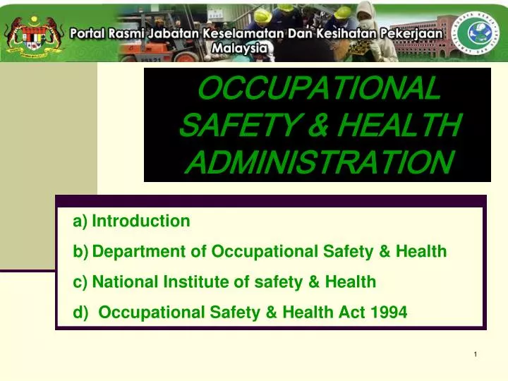 PPT - OCCUPATIONAL SAFETY & HEALTH ADMINISTRATION PowerPoint ... PPT - OCCUPATIONAL SAFETY & HEALTH ADMINISTRATION PowerPoint ...