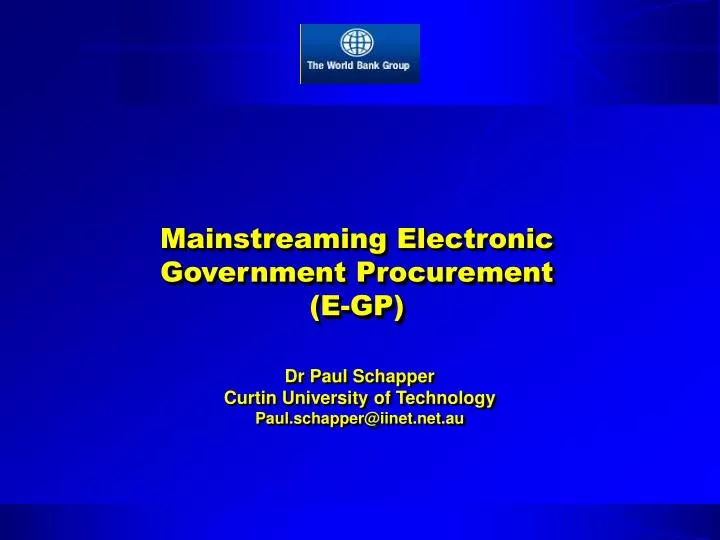 PPT - Mainstreaming Electronic Government Procurement (E-GP) PowerPoint ...