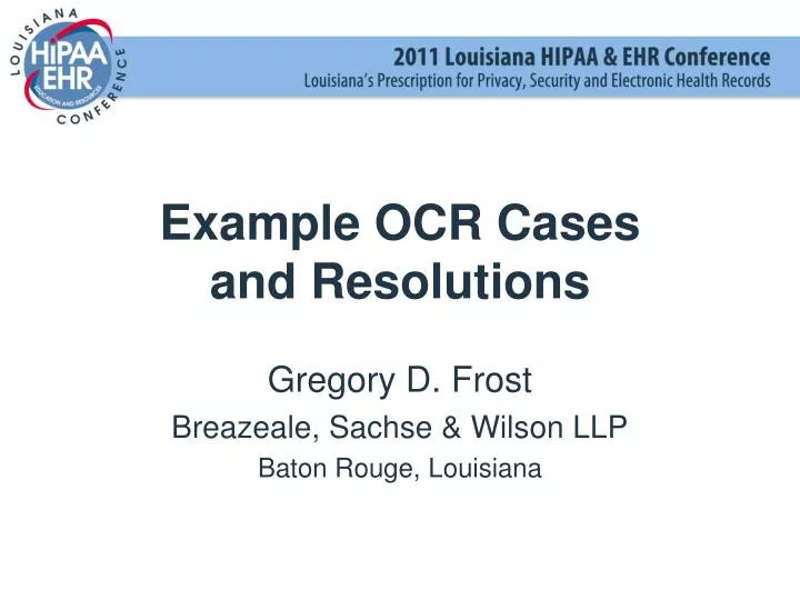 PPT - Example OCR Cases and Resolutions PowerPoint Presentation, free ...