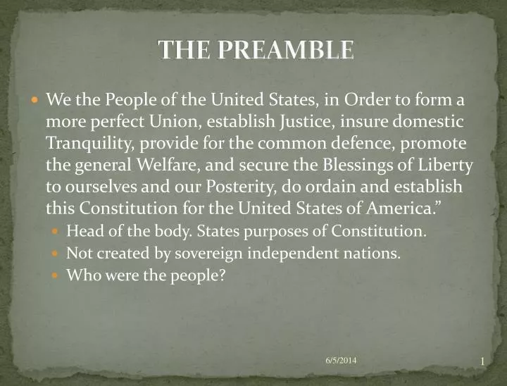 PPT - THE PREAMBLE PowerPoint Presentation, free download - ID:1087566