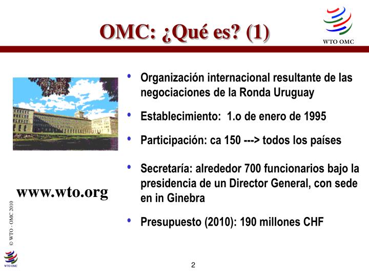 PPT - WTO OMC El Sistema Multilateral de Comercio y sus principios ...
