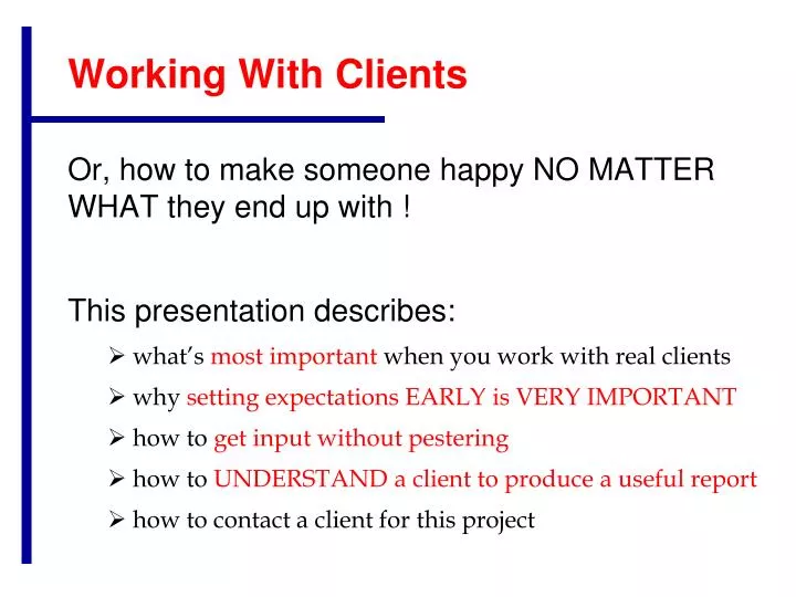 PPT - Working With Clients PowerPoint Presentation, free download - ID ...