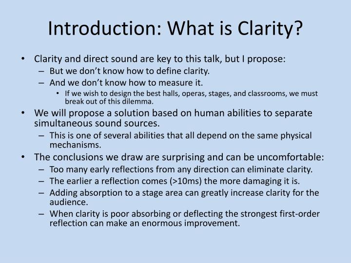 PPT - The audibility of direct sound as a key to measuring the clarity ...