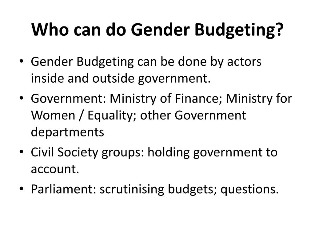 PPT - Gender Budgeting: Promoting Gender E quality Through Economic ...