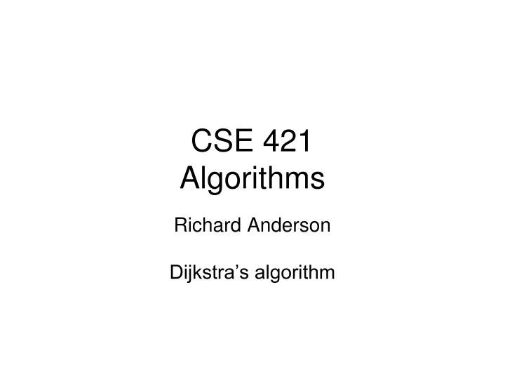 PPT - CSE 421 Algorithms PowerPoint Presentation, free download - ID:1093917