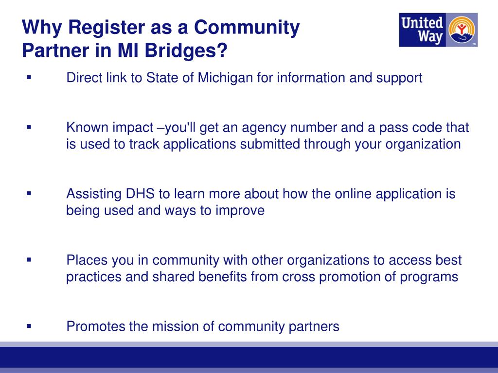 PPT - Registering as a Community Partner in MI Bridges PowerPoint ...