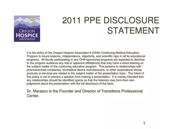 PPT - 2011 PPE Disclosure Statement 2011 PPE DISCLOSURE STATEMENT ...