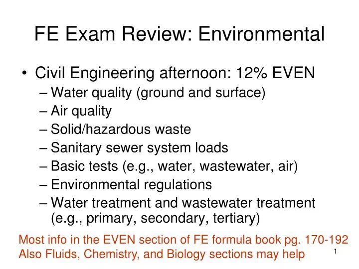 PPT - FE Exam Review: Environmental PowerPoint Presentation, free ...
