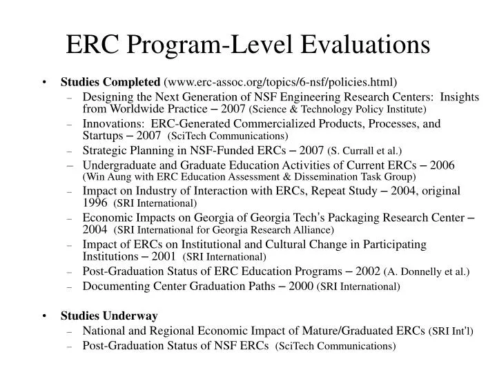 PPT - ERC Program-Level Evaluations PowerPoint Presentation, free ...