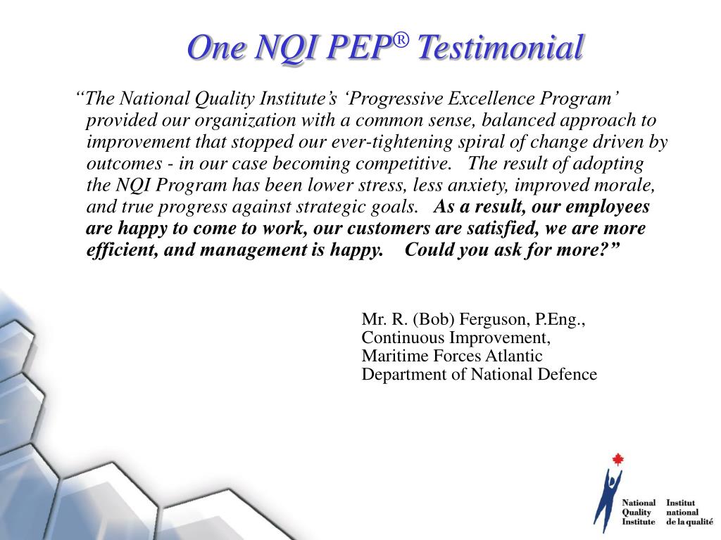 PPT - National Quality Institute and Canada Awards for Excellence ...