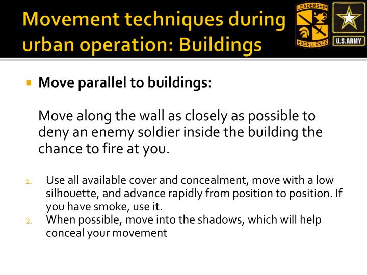 PPT - Training for Urban Operations: Tactical Movement “ MOUT” Military ...