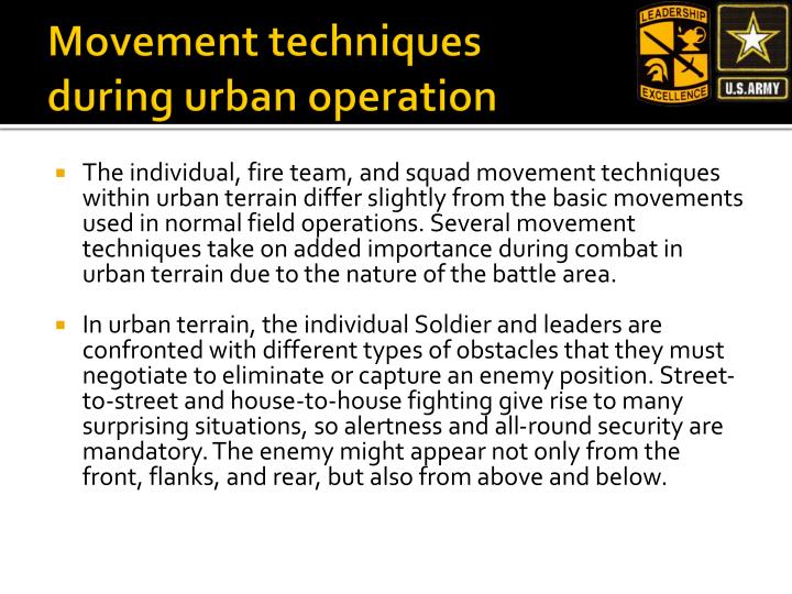 PPT - Training for Urban Operations: Tactical Movement “ MOUT” Military ...
