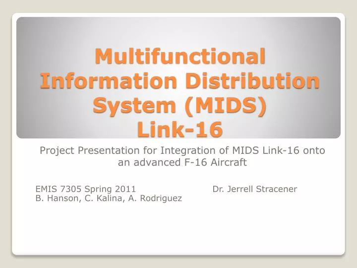 PPT - Multifunctional Information Distribution System (MIDS) Link-16 ...