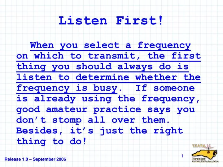 PPT - Listen First! PowerPoint Presentation, free download - ID:1104091
