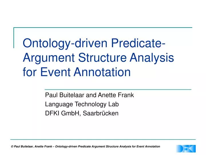 Ppt Ontology Driven Predicate Argument Structure Analysis For Event