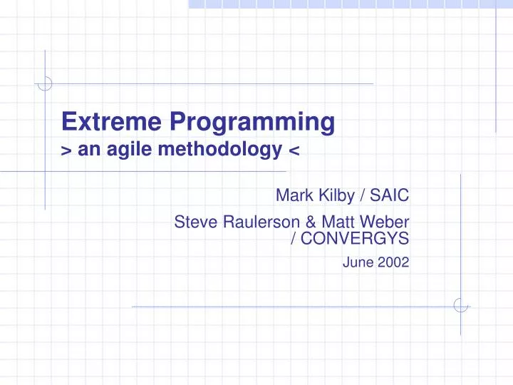 Ppt Extreme Programming An Agile Methodology
