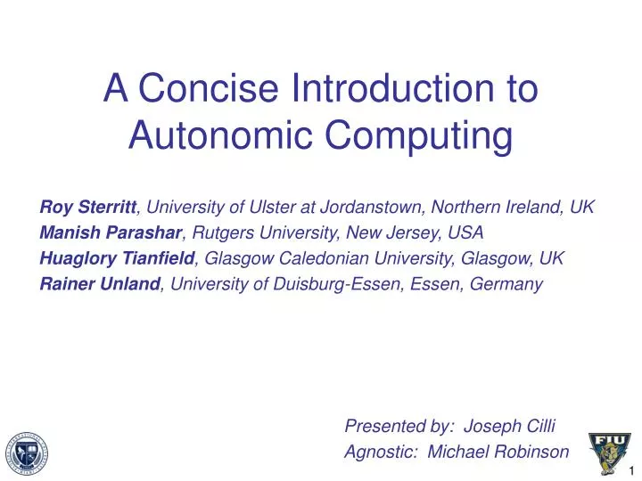 PPT - A Concise Introduction to Autonomic Computing PowerPoint ...