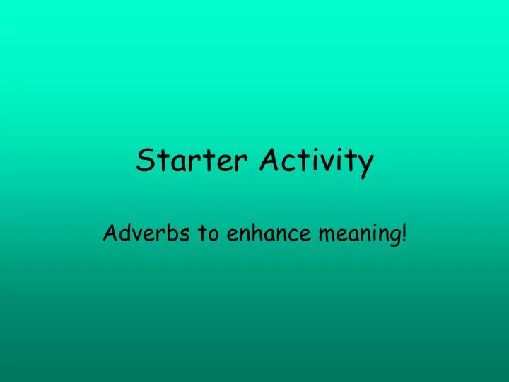 PPT - Starter Activity PowerPoint Presentation, free download - ID:1109089
