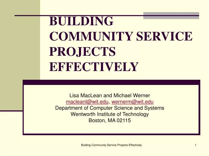 PPT - BUILDING COMMUNITY SERVICE PROJECTS EFFECTIVELY PowerPoint ...